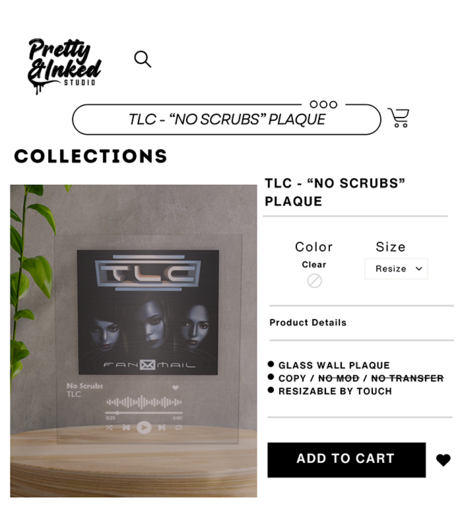 Second Life Marketplace - PRETTY & INKED STUDIO - TLC - "NO SCRUBS" PLAQUE